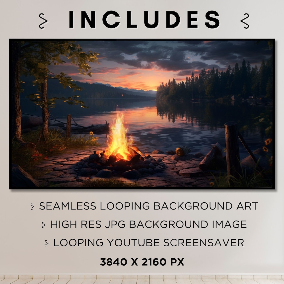 LIVE ANIMATED Frame Art Background Screensaver Wallpaper | Campfire ...