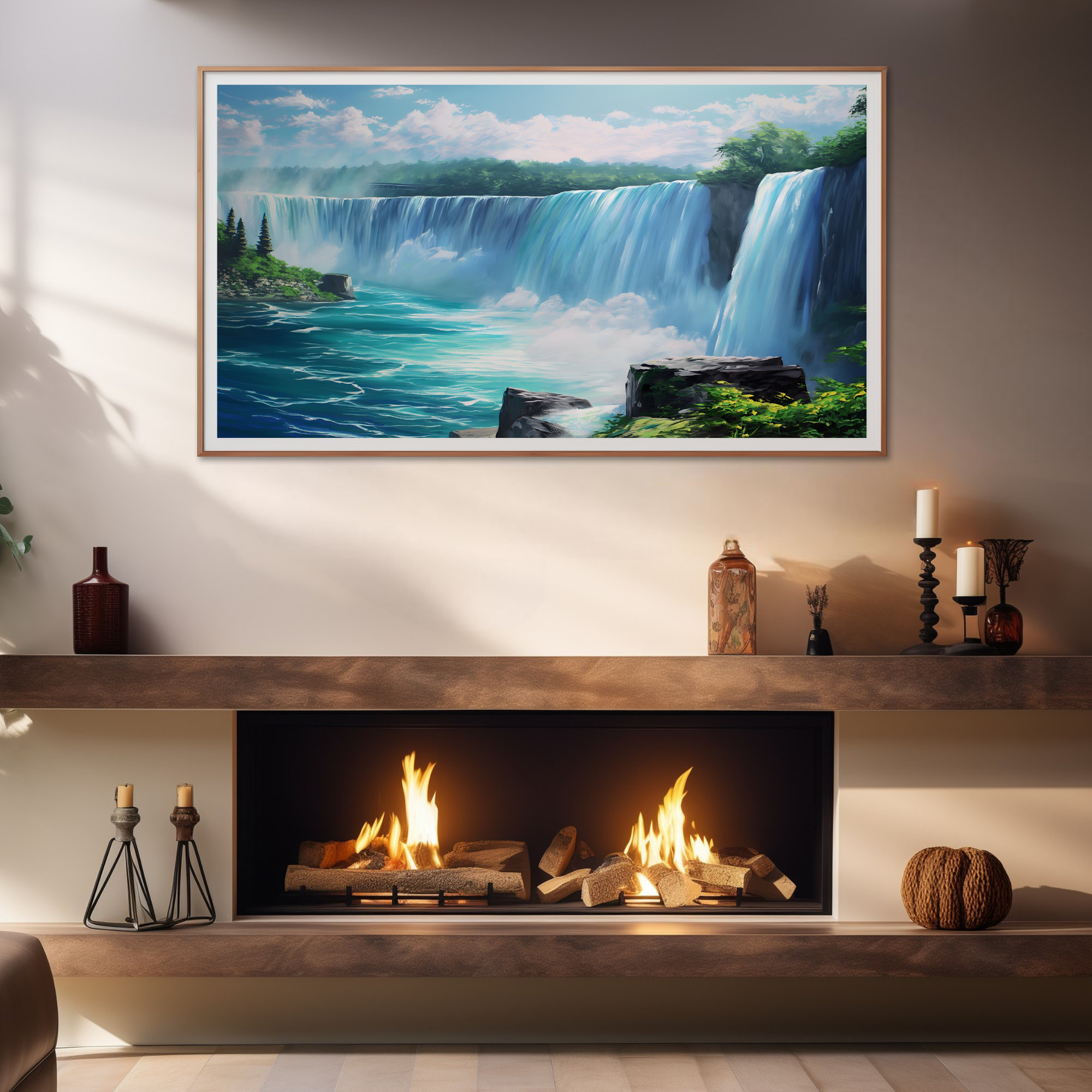 SEAMLESS ANIMATED Background Screensaver Wallpaper | Niagara Falls Oil ...