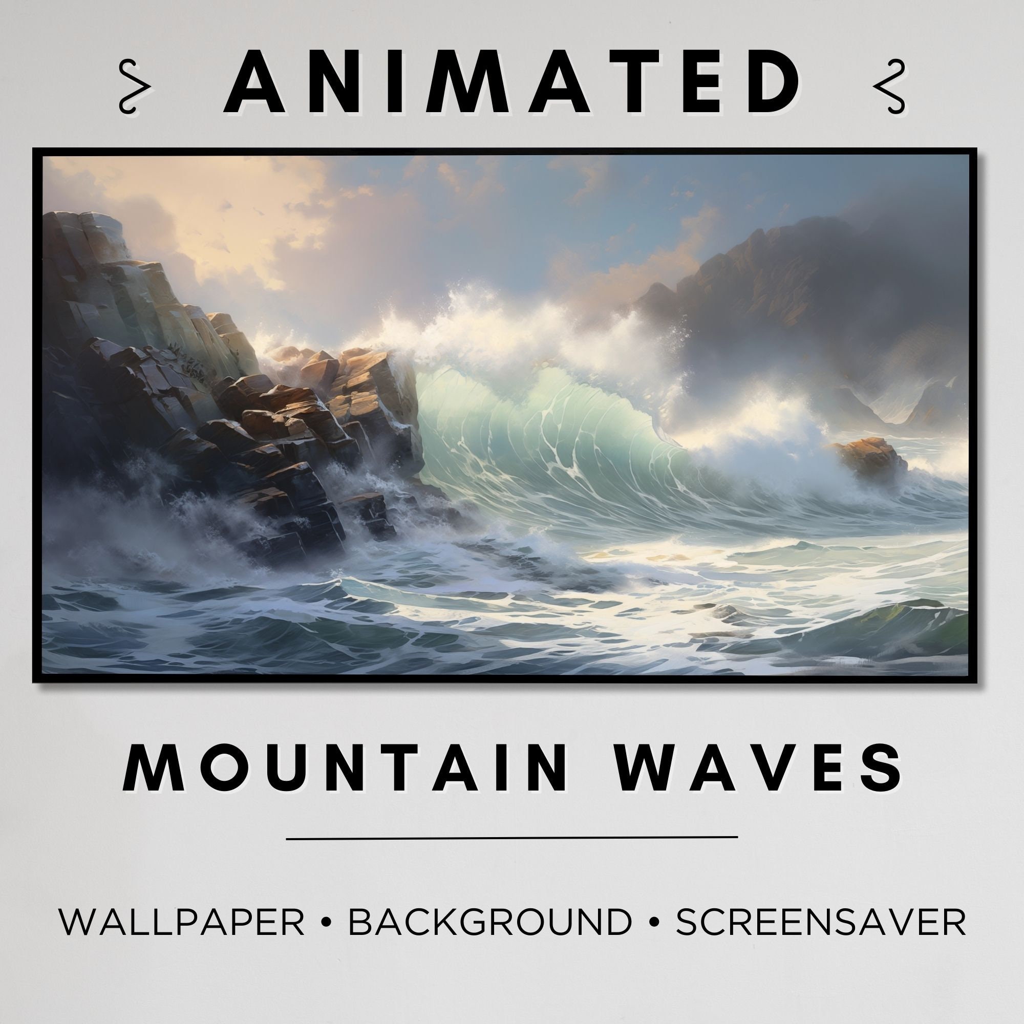 LIVE ANIMATED Frame Art Background Screensaver Wallpaper Mountain Tides ...
