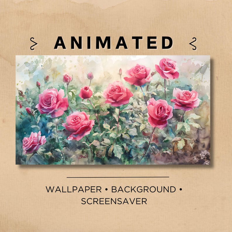Animated Rose V2 Watercolour Art Video, Screensaver, Background ...