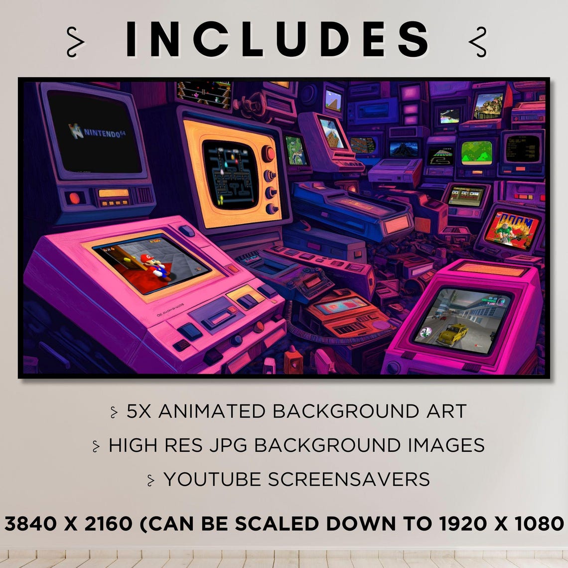 SEAMLESS ANIMATED Background Screensaver Wallpaper | Retro Consoles ...