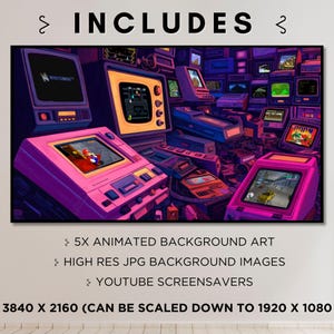 LIVE ANIMATED Background Screensaver Wallpaper | Retro Consoles Room ...