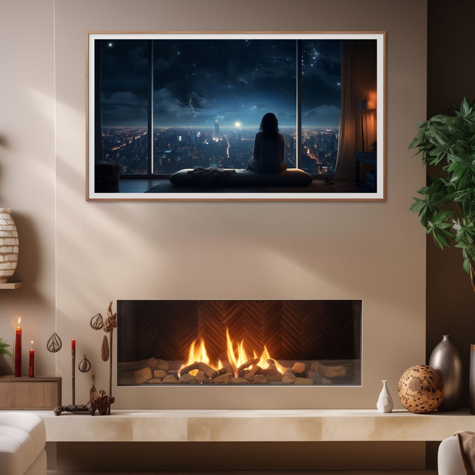LIVE ANIMATED Frame Art Background Screensaver Wallpaper Girl Sitting ...