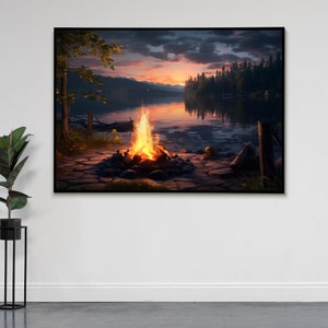 LIVE ANIMATED Frame Art Background Screensaver Wallpaper Campfire Lake ...
