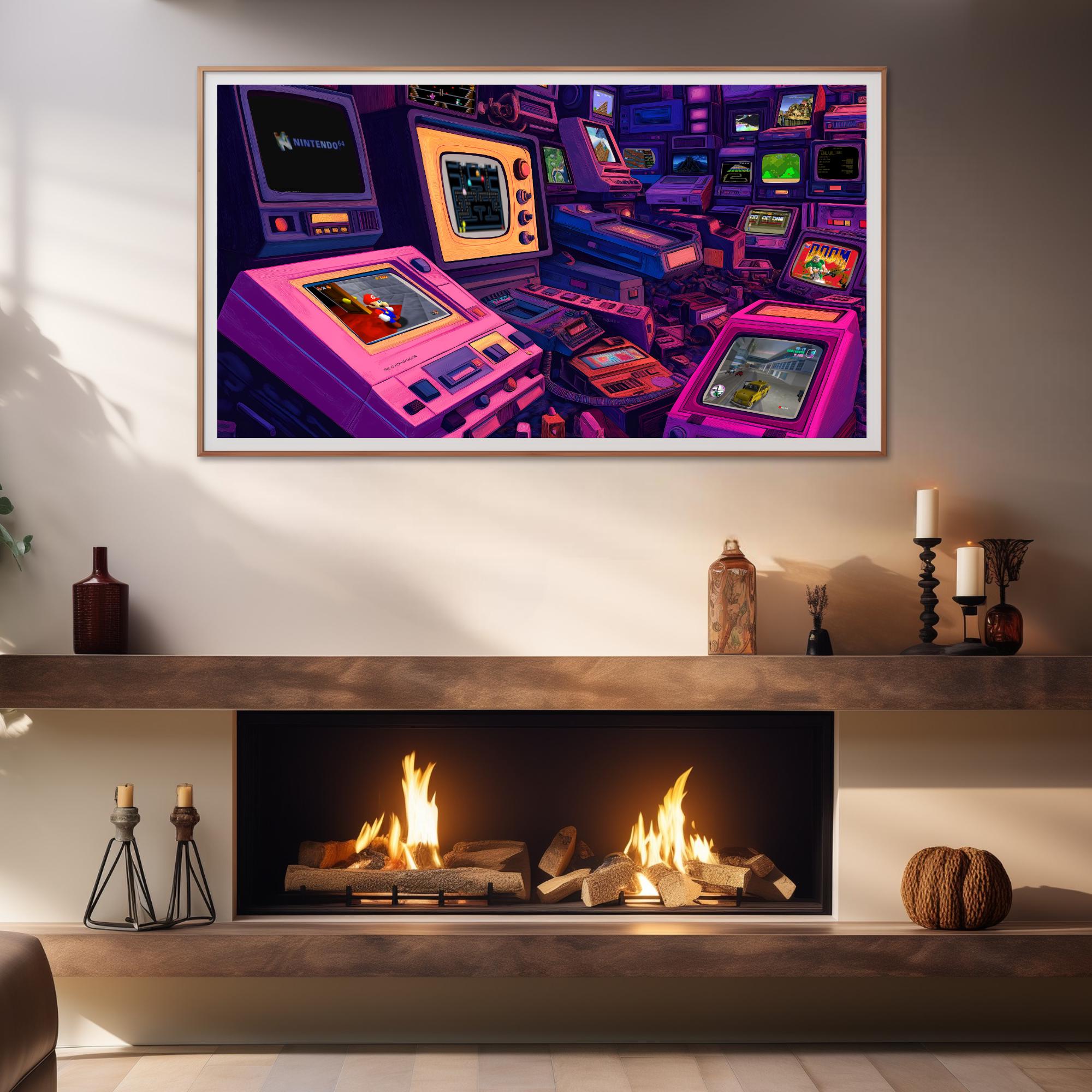 LIVE ANIMATED Background Screensaver Wallpaper | Retro Consoles Room ...