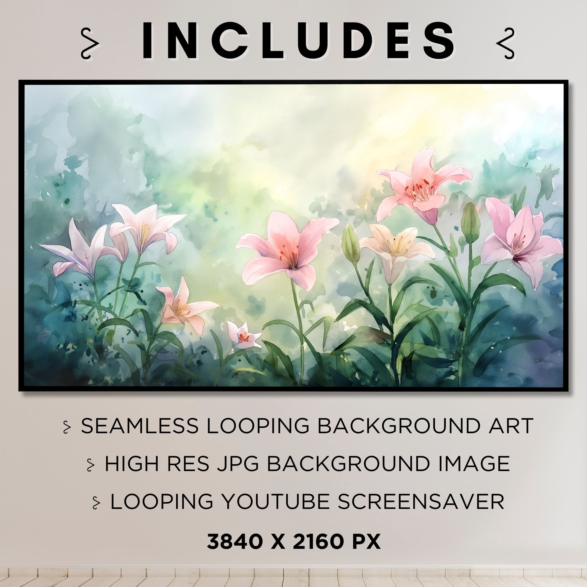 SEAMLESS ANIMATED Wallpaper, Background, Screensaver | Watercolor Lily ...