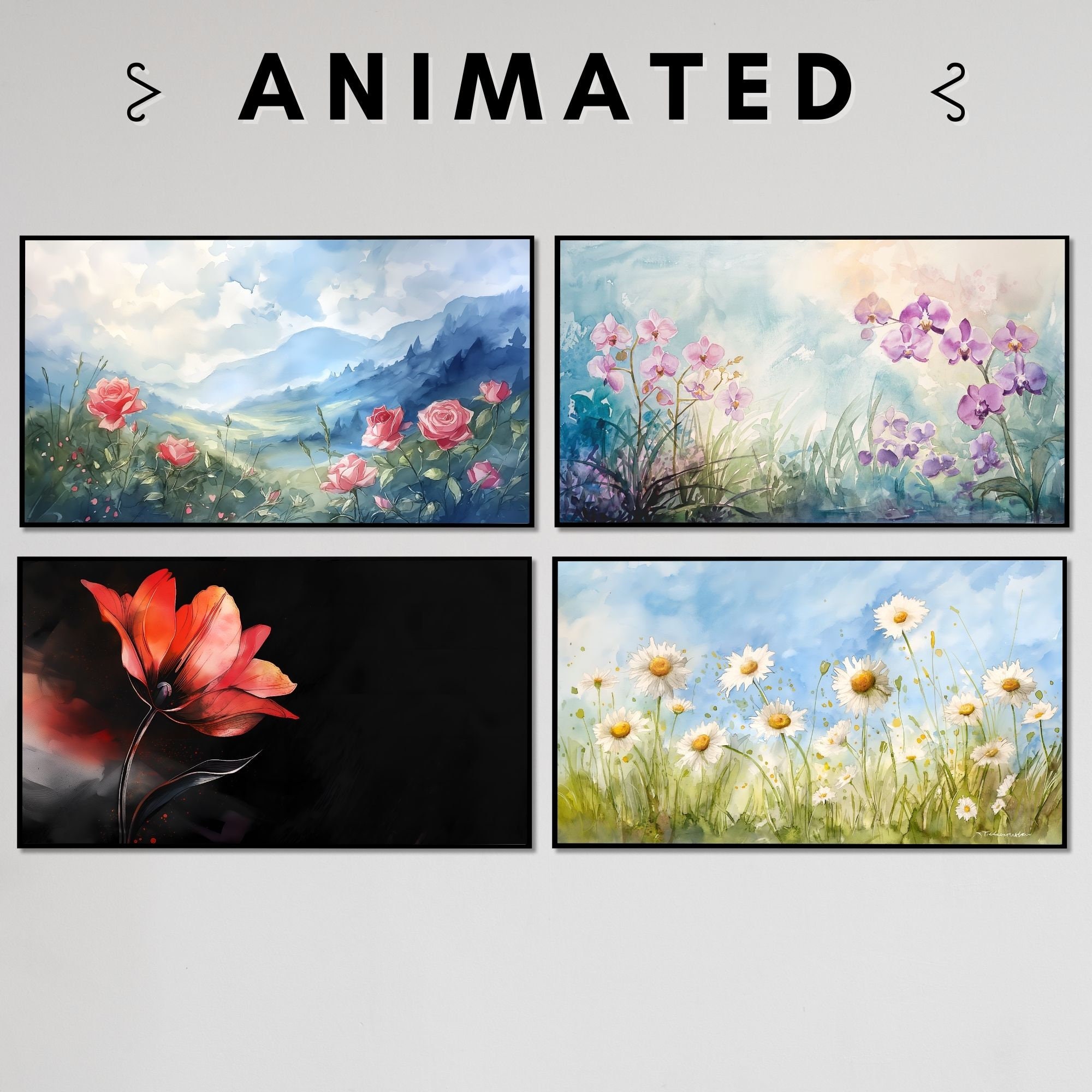 Animated Flower Art Collection Videos for Tvs, Computers, Laptops | 8x ...