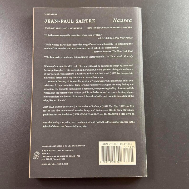 Jean-paul Sartre “nausea” Book - Etsy