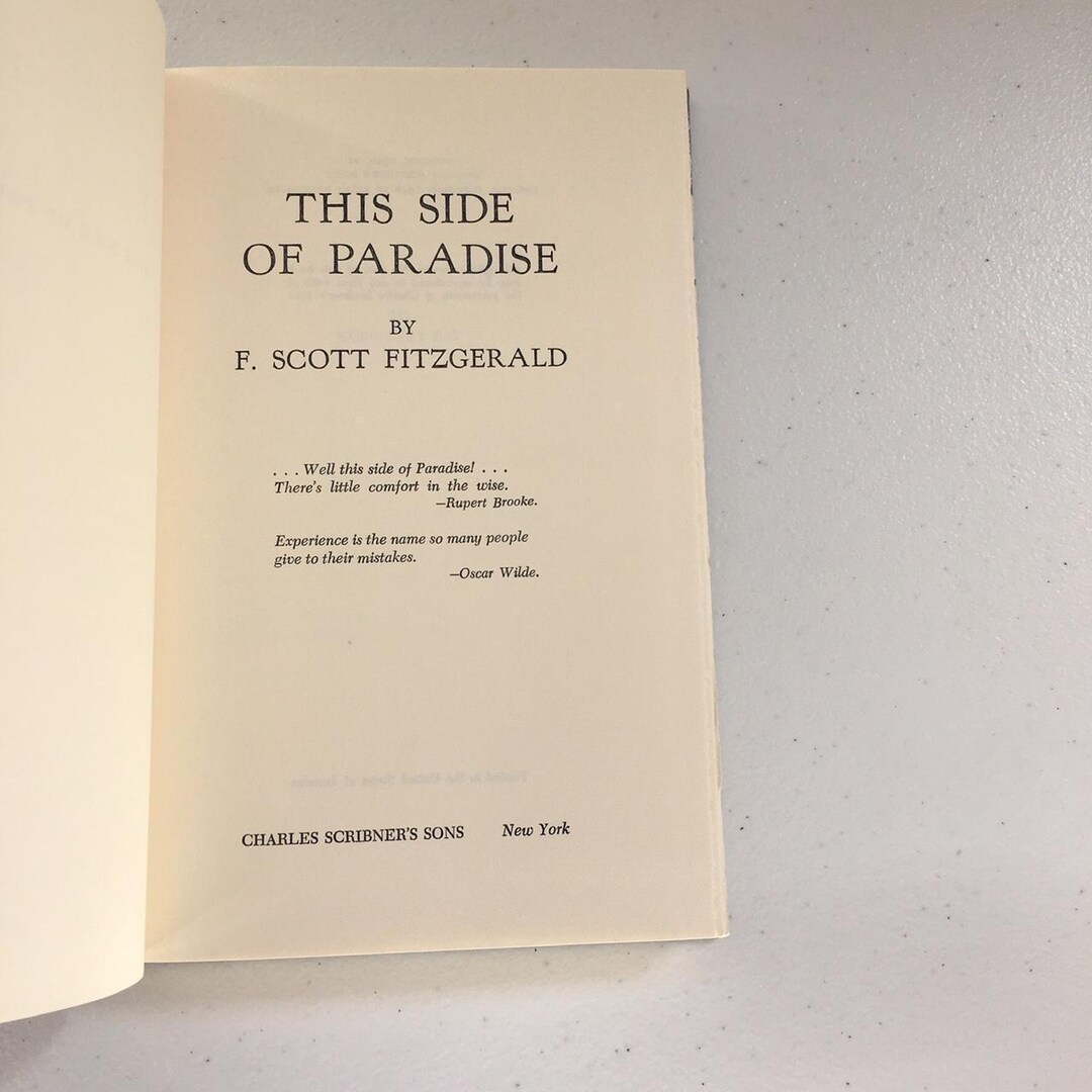 F. Scott Fitzgerald “this Side of Paradise”. - Etsy