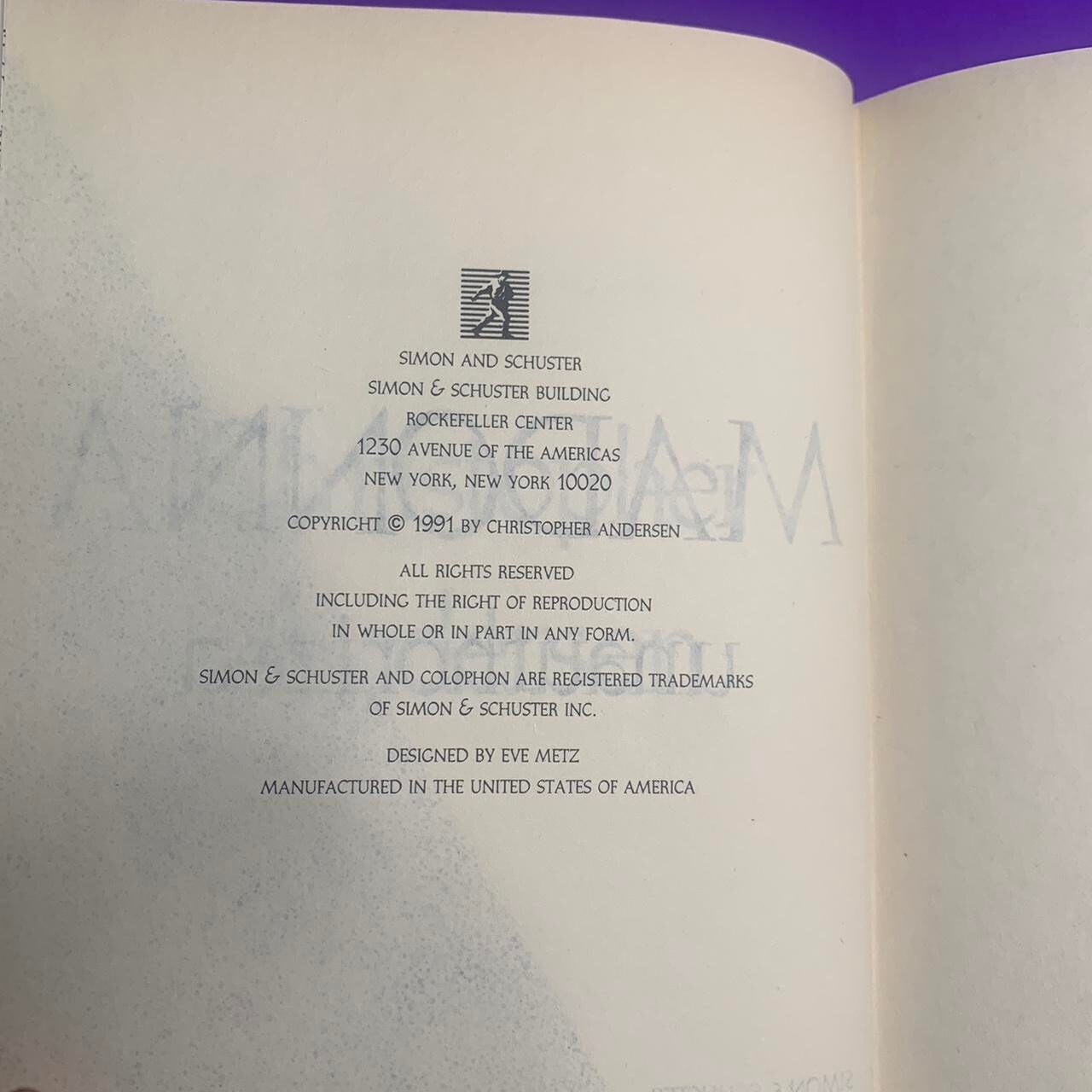 Christopher Andersen madonna Unauthorized First Edition Hardcover Book ...