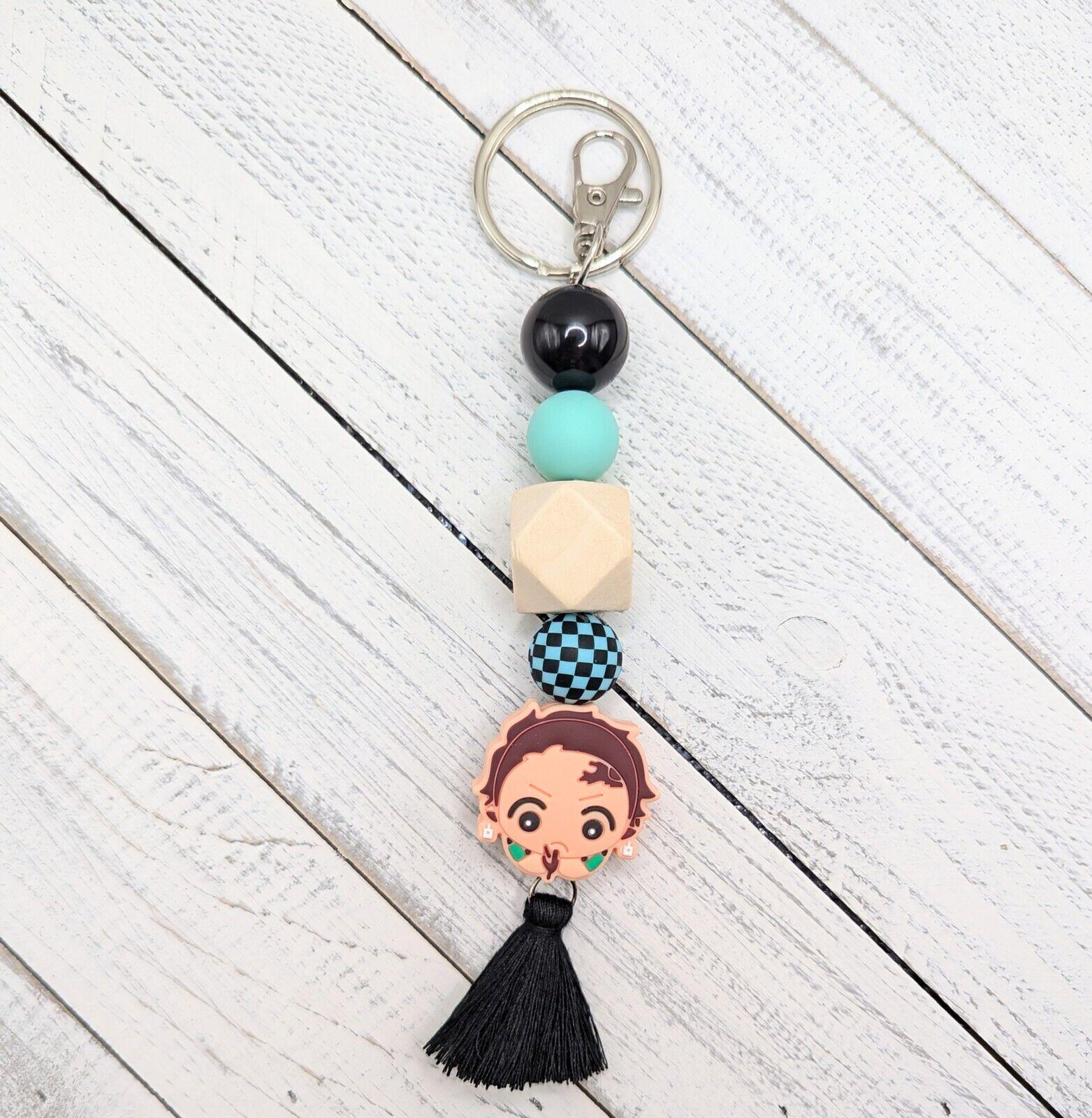 Demon Fighter Fire Breathing Boy Anime Keychain With Silicone Charm 6.5 ...