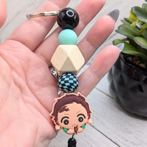 Demon Fighter Fire Breathing Boy Anime Keychain With Silicone Charm 6.5 ...