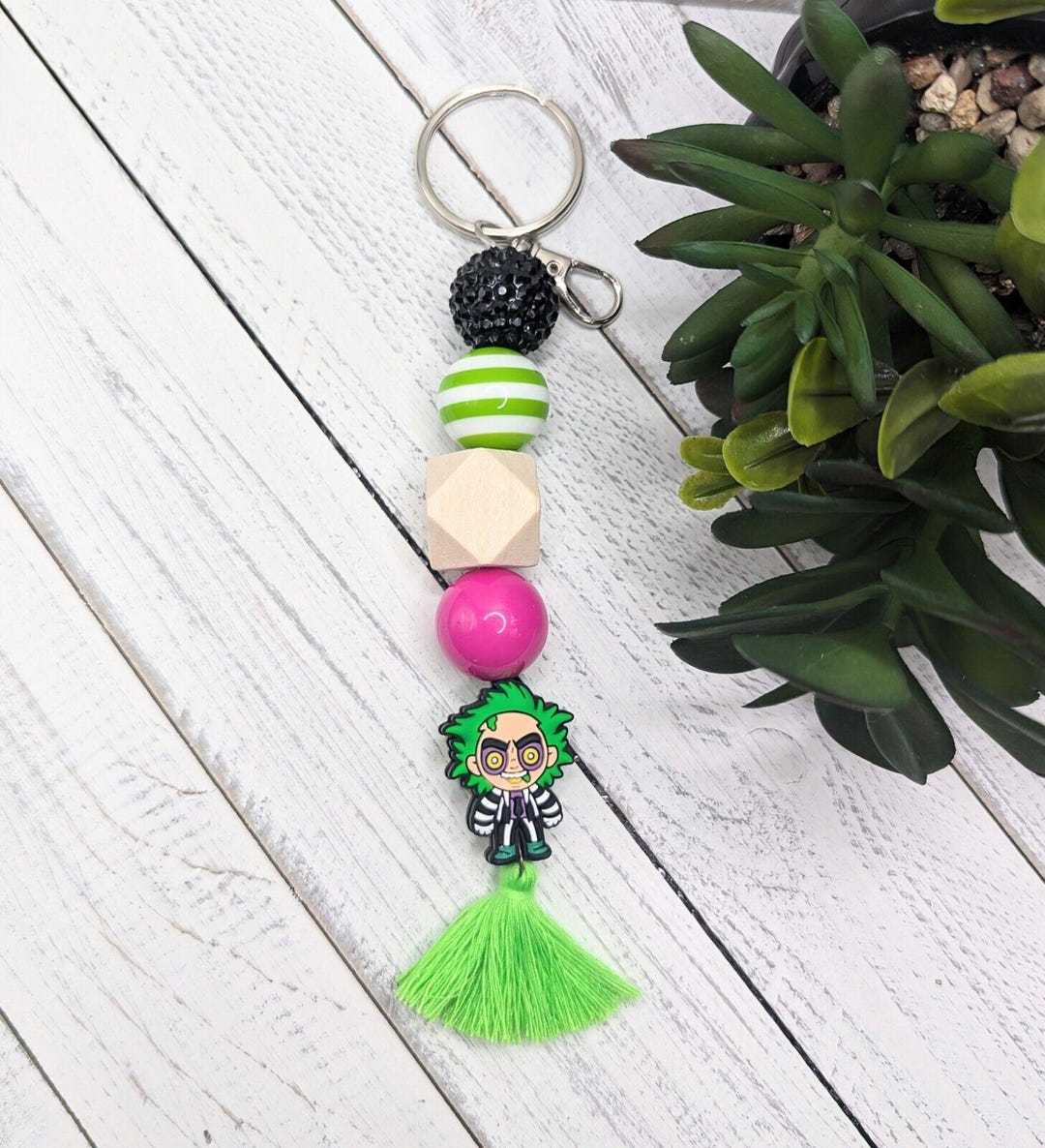 Beetle Guy Horror Keychain With Silicone Charm 6.5" Key Ring Key Fob ...