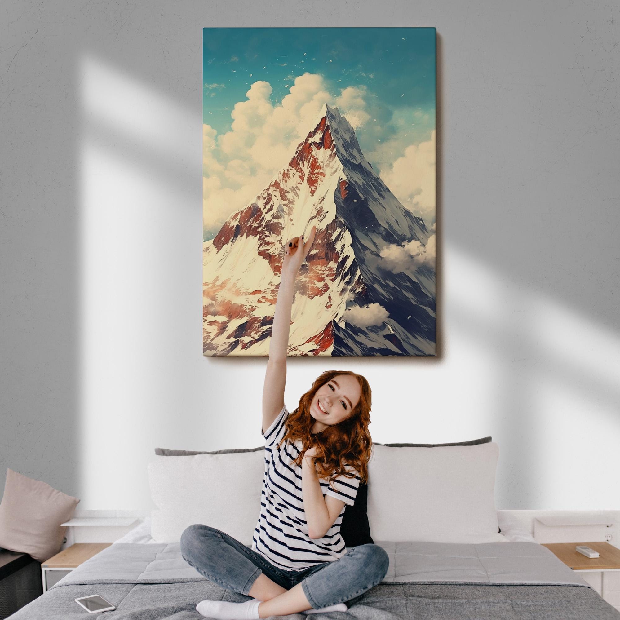 Mount Everest Canvas Painting, Nature Canvas Wall Decor, Landscape Wall ...