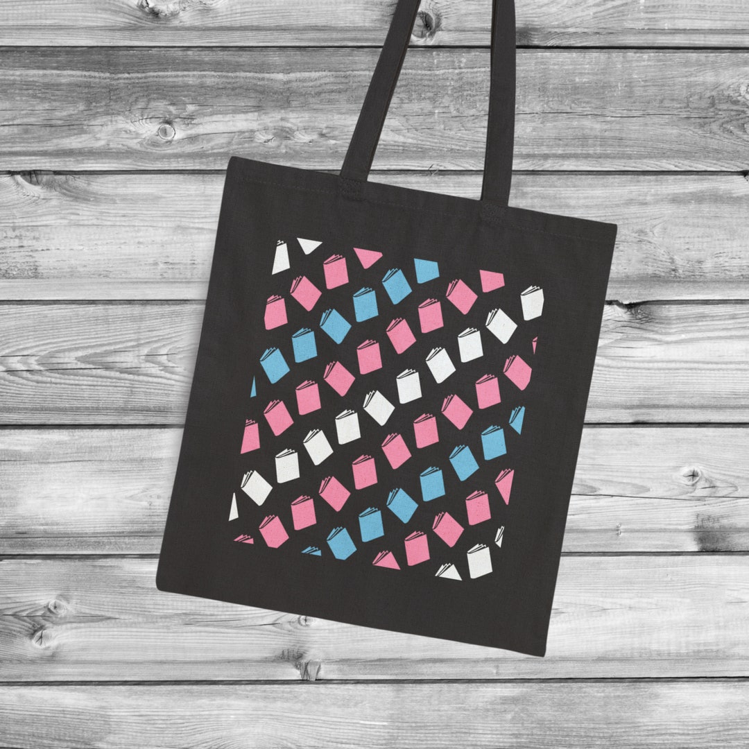 Cute Trans Pride Tote Bag for Book Lovers, Subtle Trans Flag Tote Pride ...