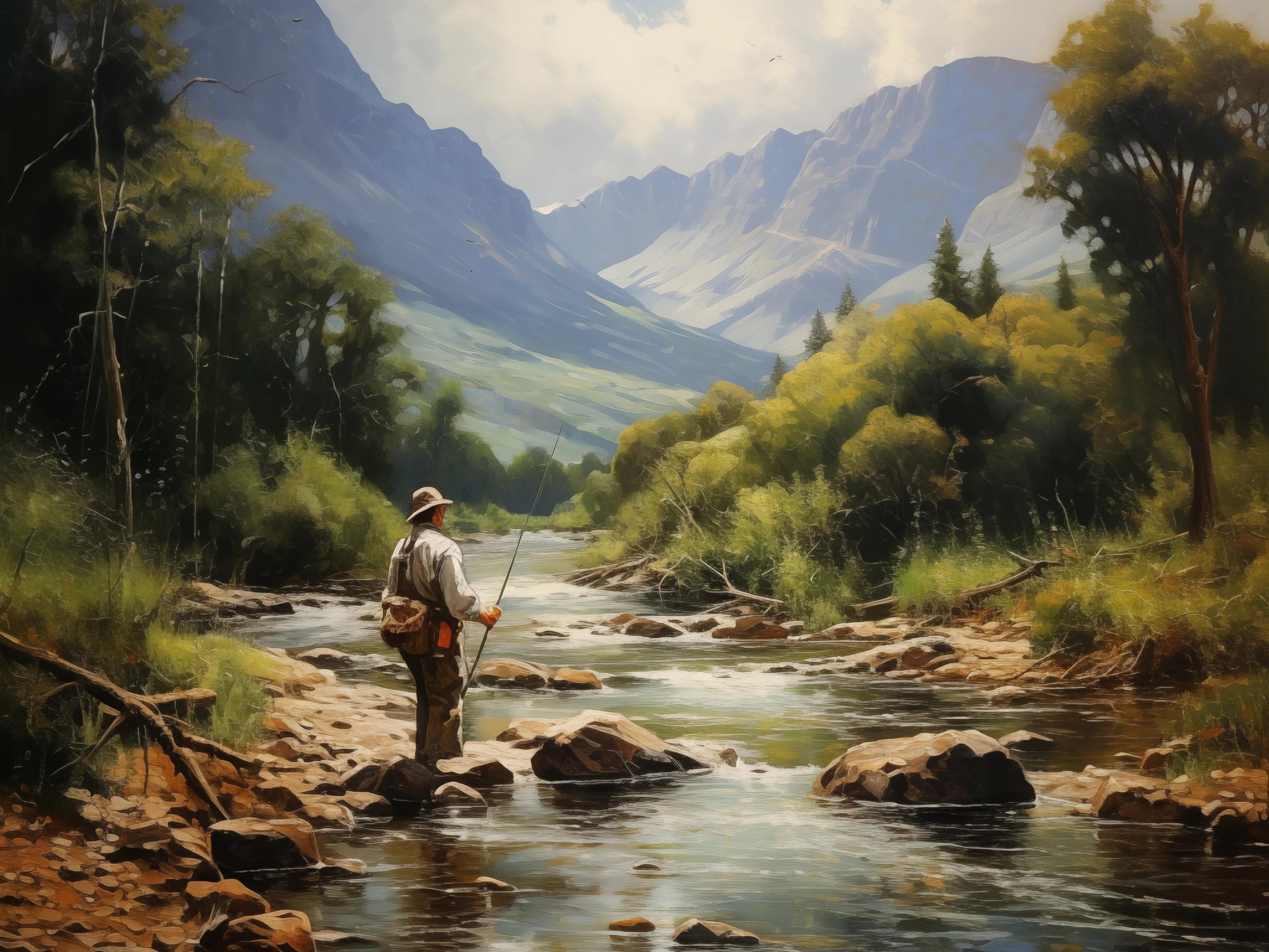 Fly Fishing Tranquility in a Mountain Stream - Digital Landscape ...