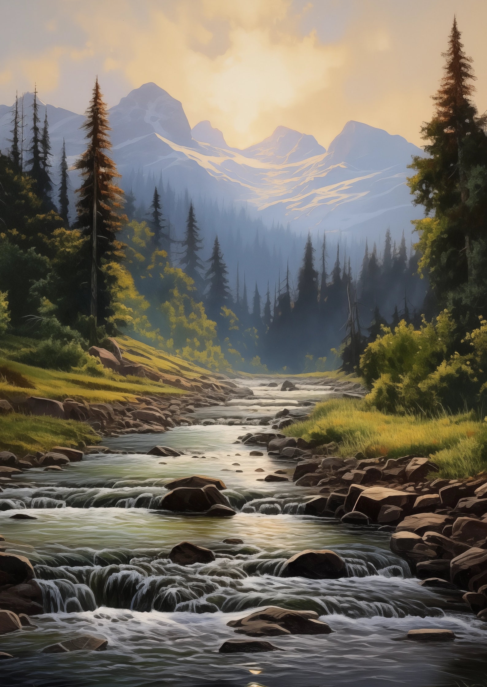 Oregon Mountain Stream - Digital Landscape Painting - Etsy