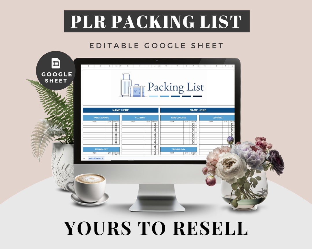 PLR PACKING LIST Google Sheet, Vacation Packing List, Plr Google Sheet ...