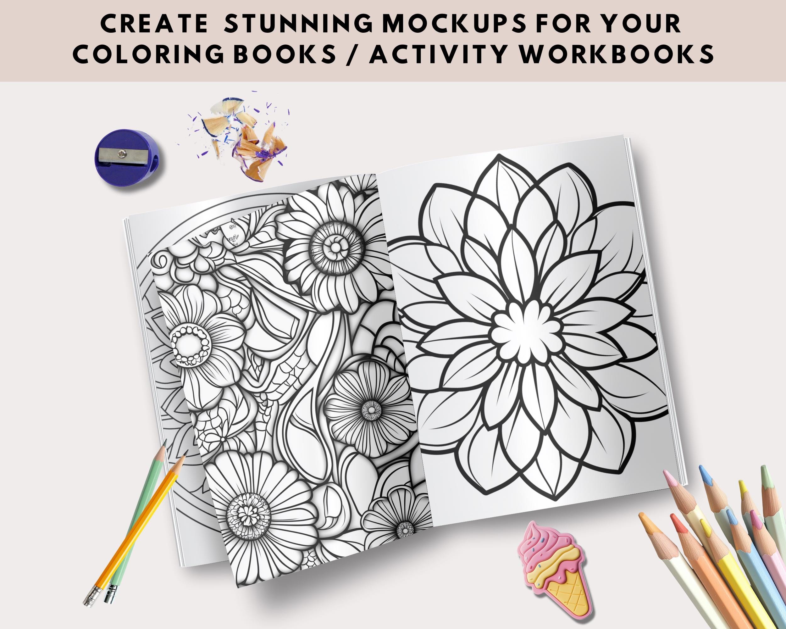 Coloring Book Mockup | KDP Mockup | Kids Book Mockup | Canva Coloring ...