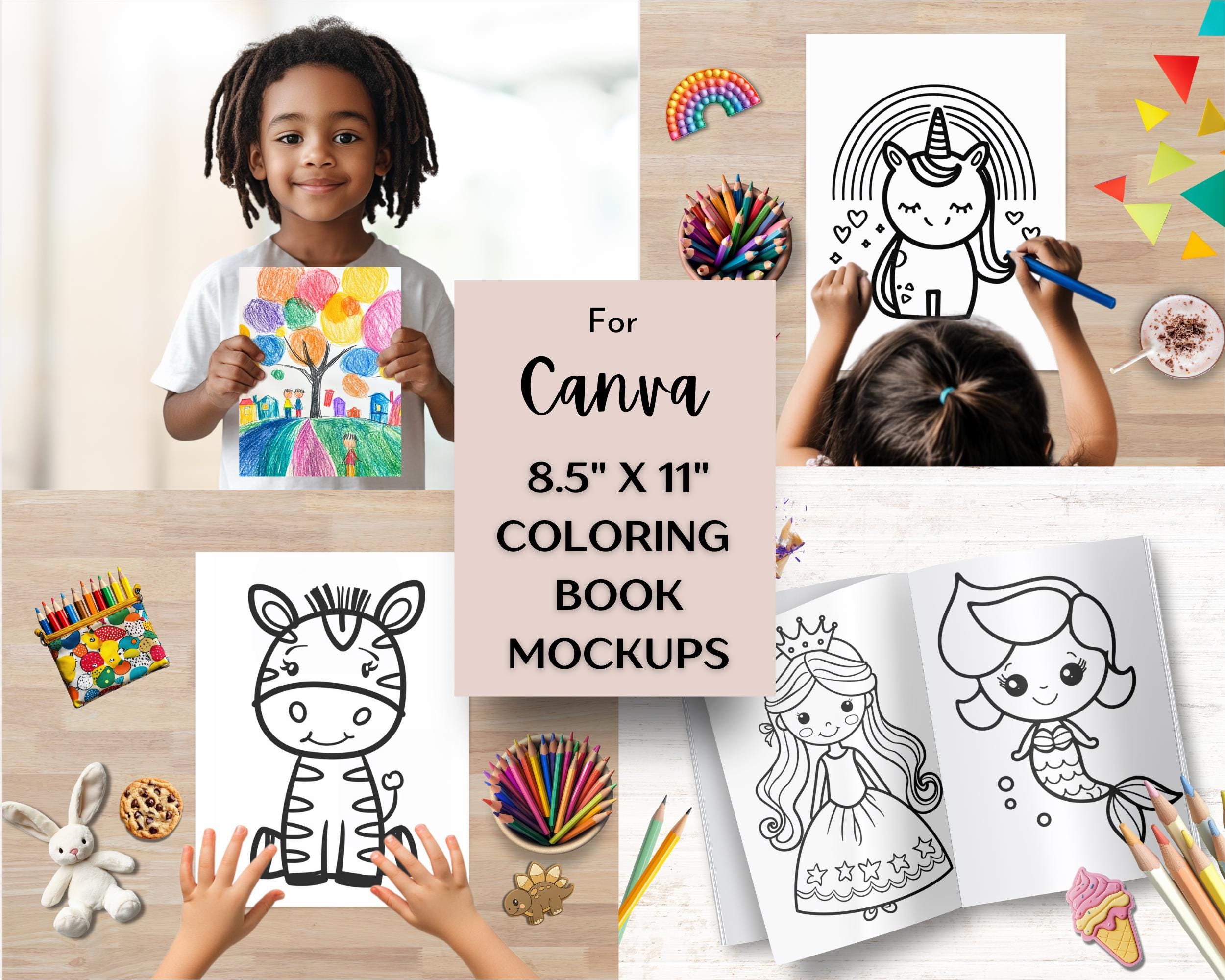 Coloring Book Mockup | KDP Mockup | Kids Book Mockup | Canva Coloring ...