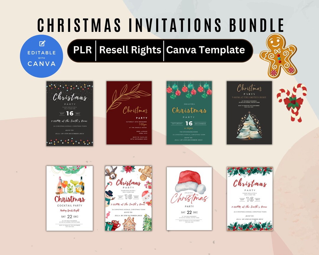 PLR Christmas Party Invitations, Resell Invitations, PLR Party ...