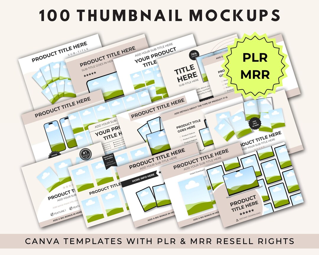MRR PLR Digital Product Mockup Templates - Editable Canva Designs for ...