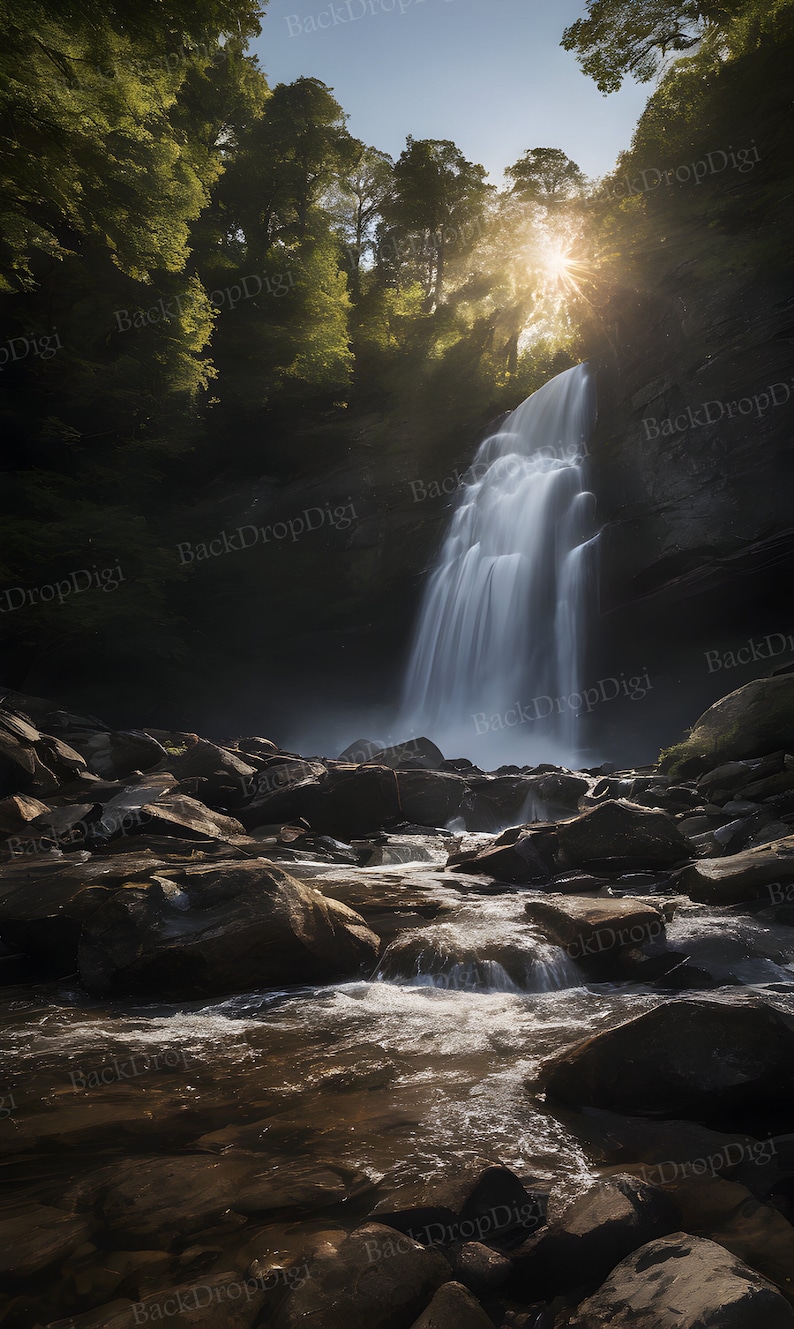 Waterfall Nature Backdrop for Easy Editing | Digital Background ...