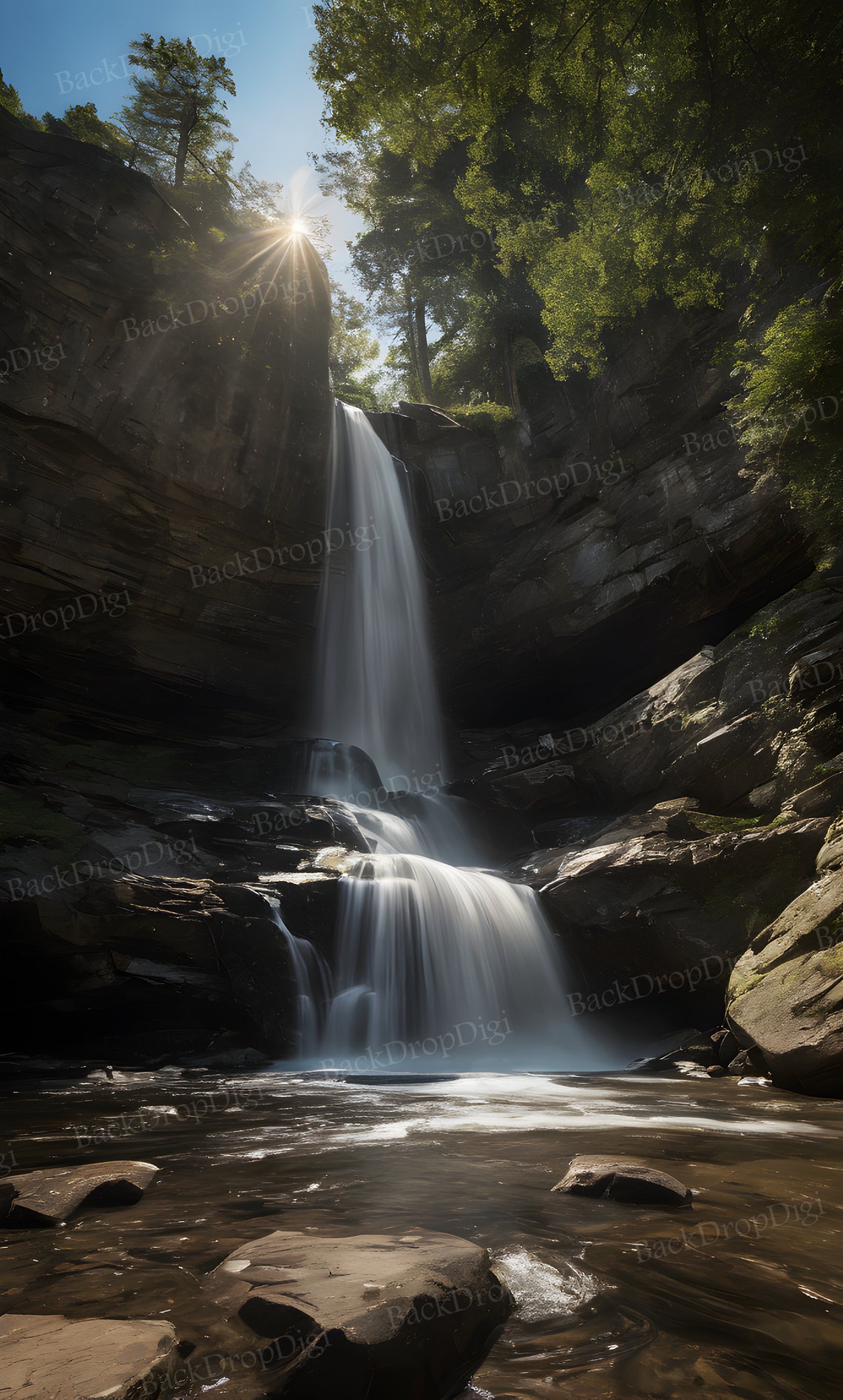 Waterfall Nature Backdrop for Easy Editing | Digital Background ...