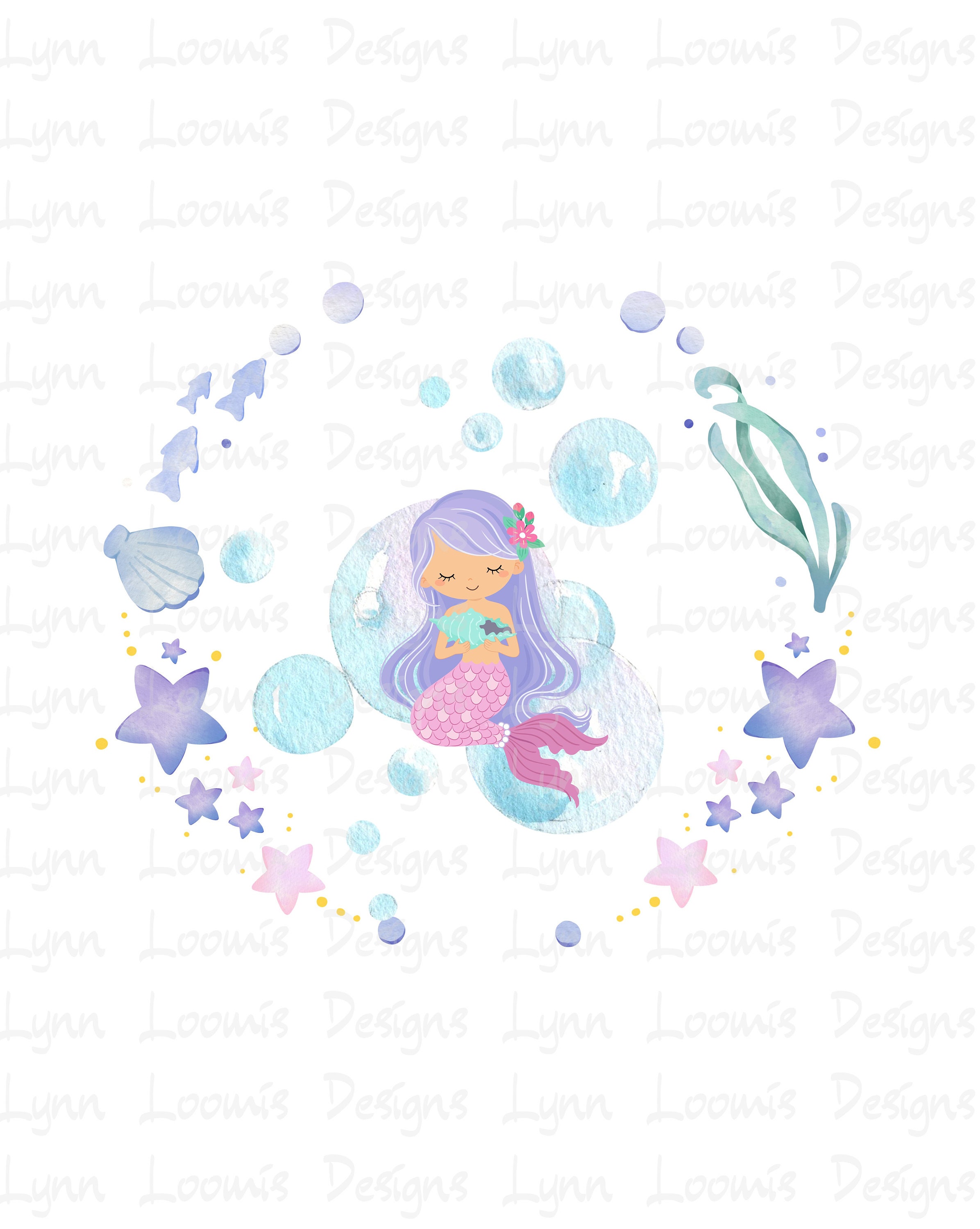 Set of 2 Mermaid Clipart Designs Digital Download, Mermaid Art - Etsy