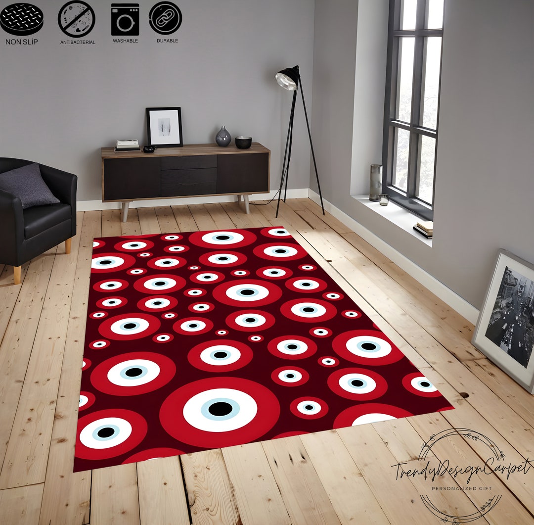 Evil Eye Bead / Ethnic Home Decor / Red Eyes Rug / - Etsy