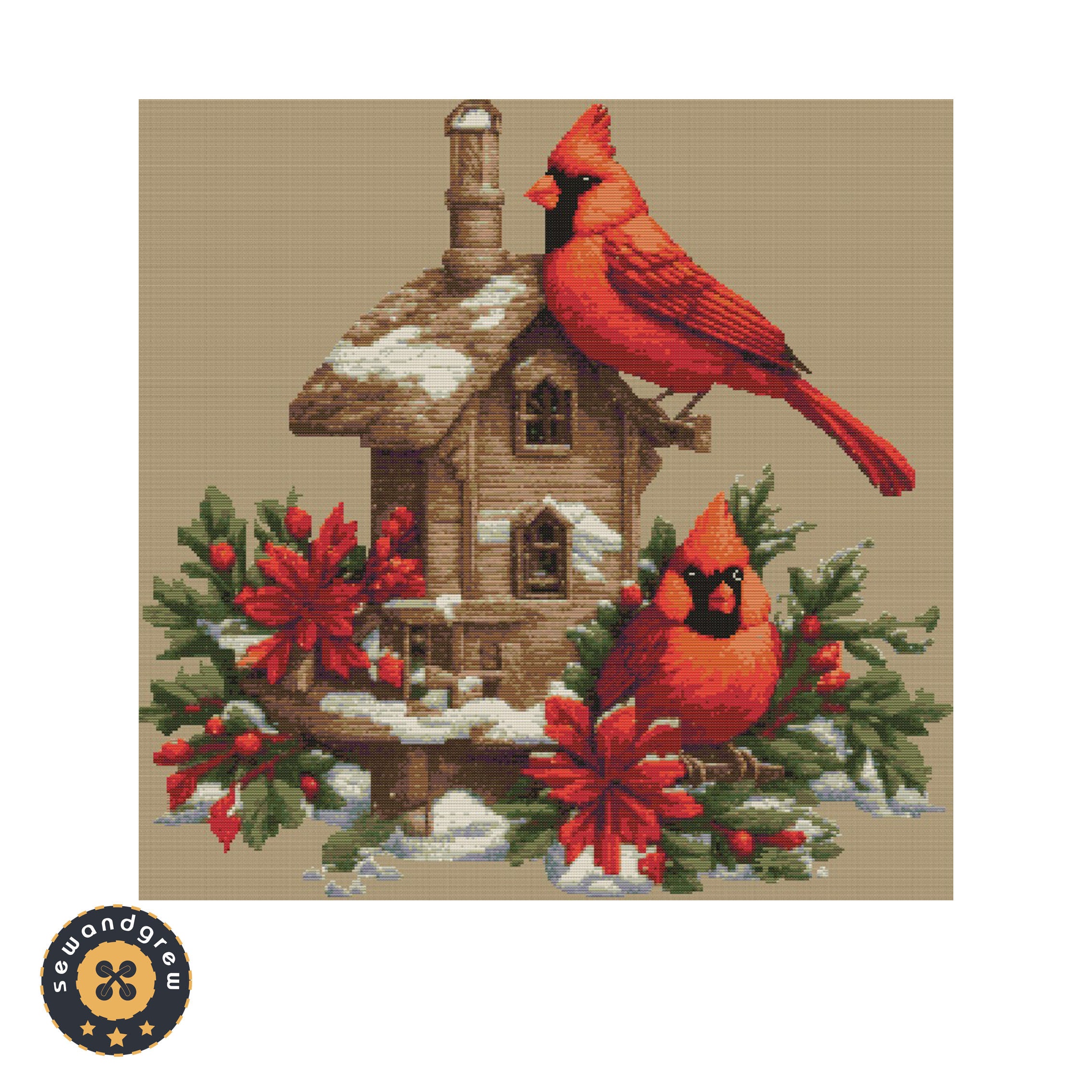 Winter Cardinal Cross Stitch - Etsy