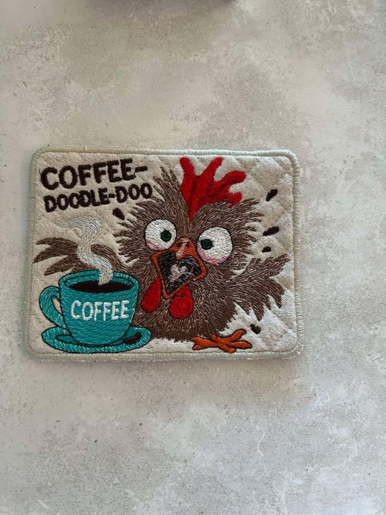 Coffee Doodle-doo Digital Embroidery Design - Etsy
