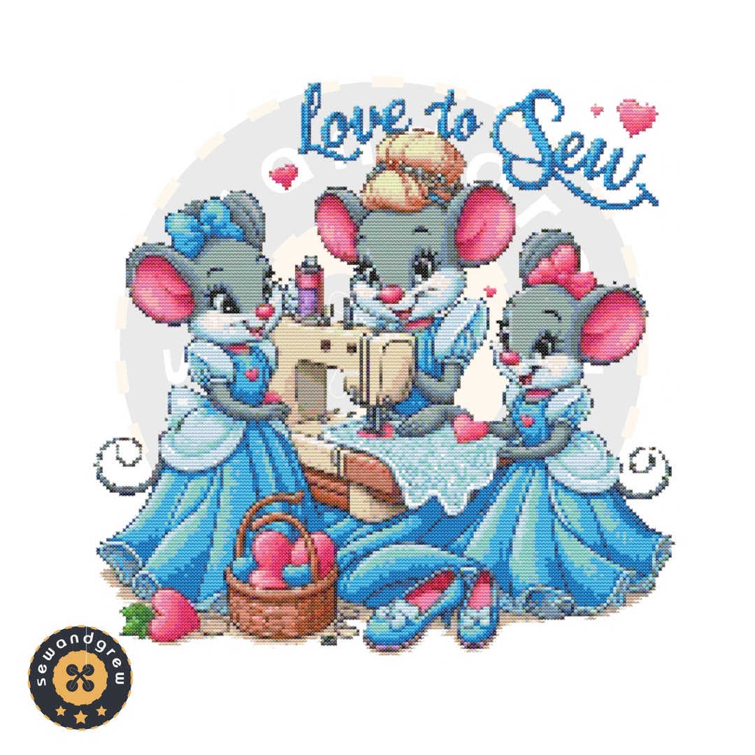 Love to Sew Mice Cross Stitch - Etsy