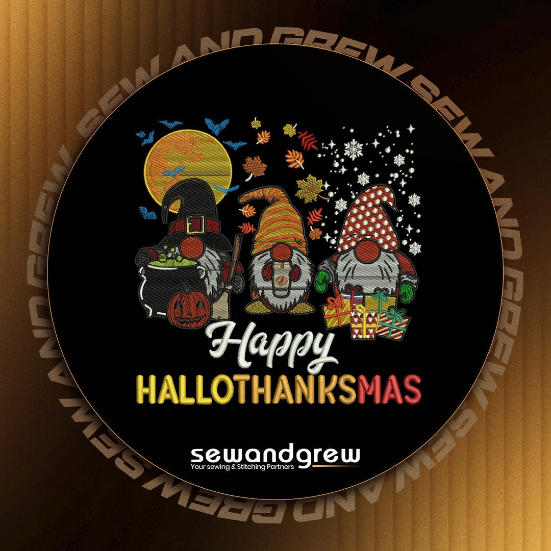 Happy Hallothanksmas Embroidery Design - Etsy