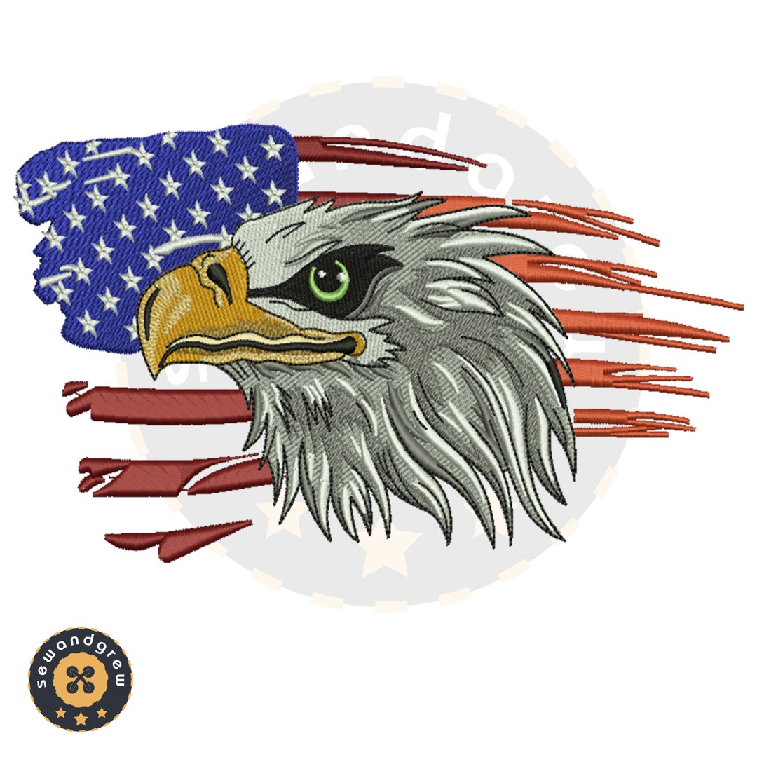 American Eagle Flag Embroidery Design - Etsy