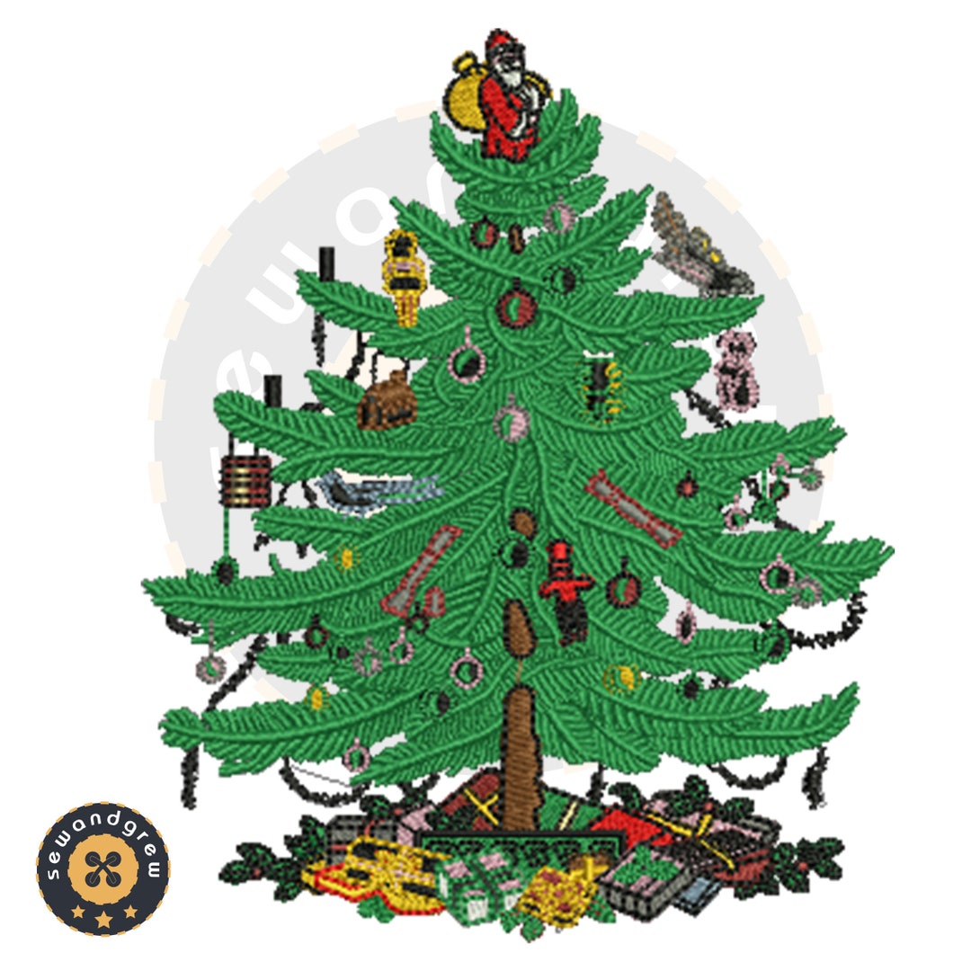 Spode Christmas Tree Embroidery Design - Etsy