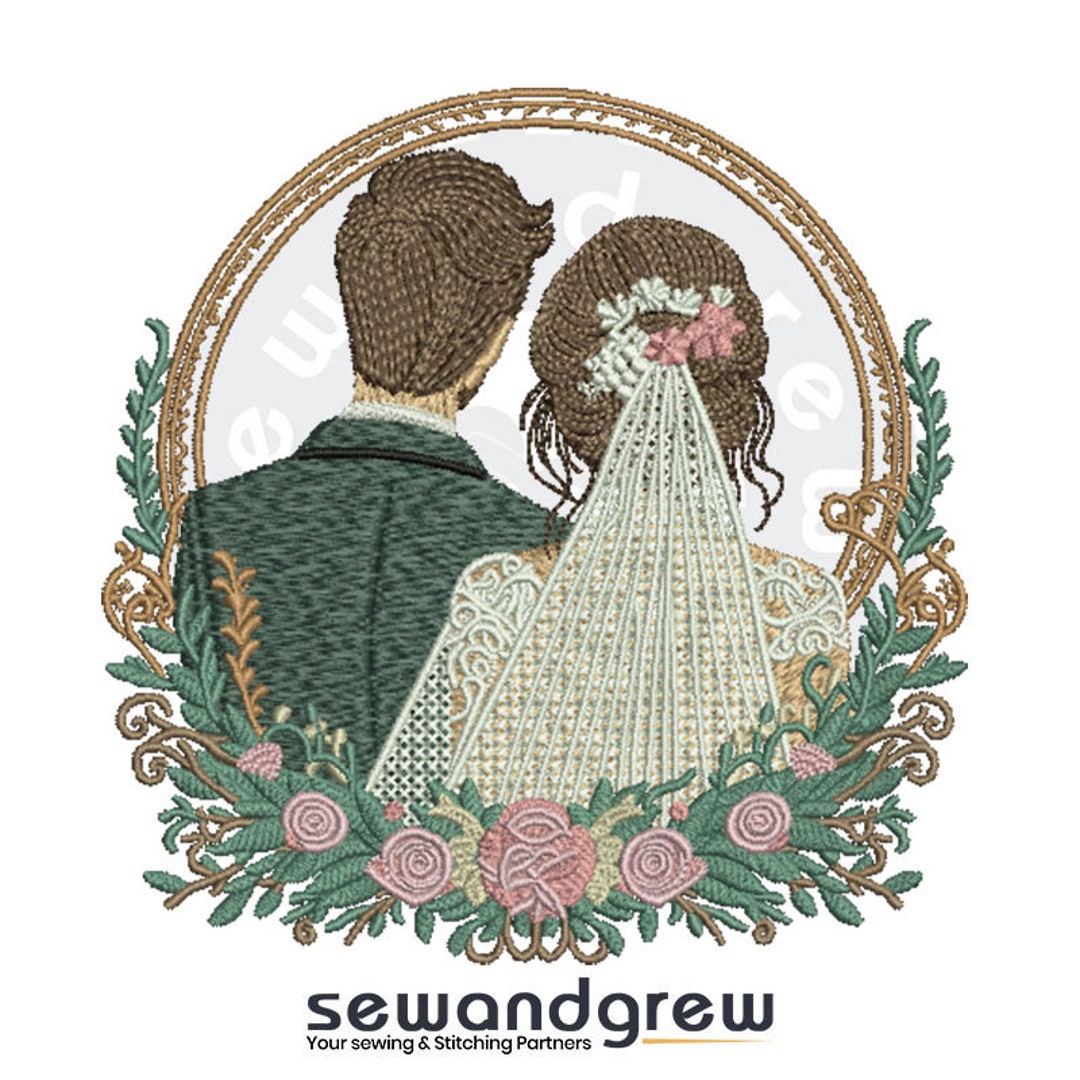 Wedding Couple 5 Inch Embroidery Design - Etsy