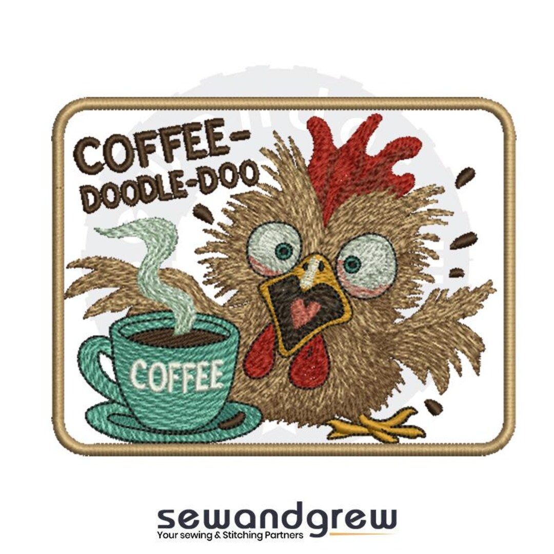 Coffee Doodle-doo Digital Embroidery Design - Etsy