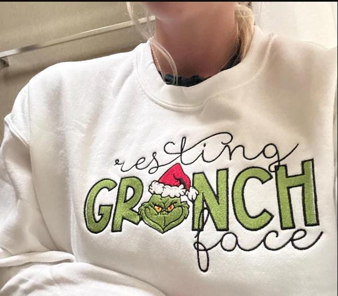 Resting Grinch Face 11 Inches Embroidery Design - Etsy