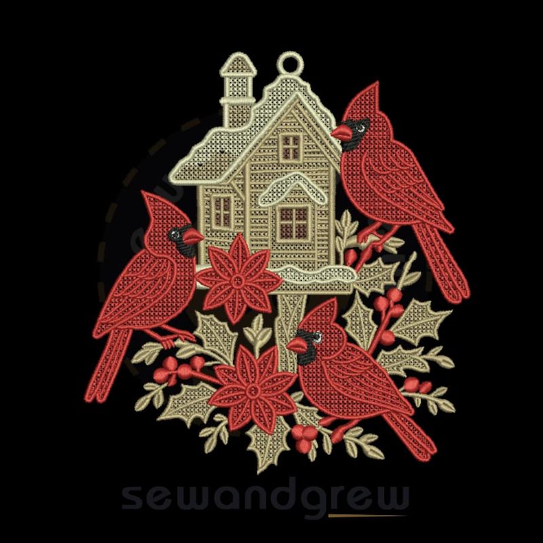 FSL 3 Cardinals Embroidery Design - Etsy