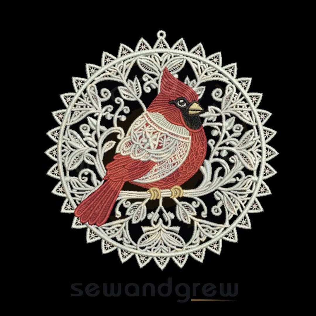 Red Cardinal FSL Embroidery Design - Etsy
