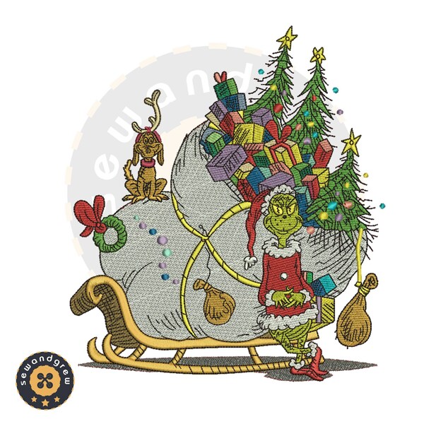 Grinch Embroidery Design - Etsy
