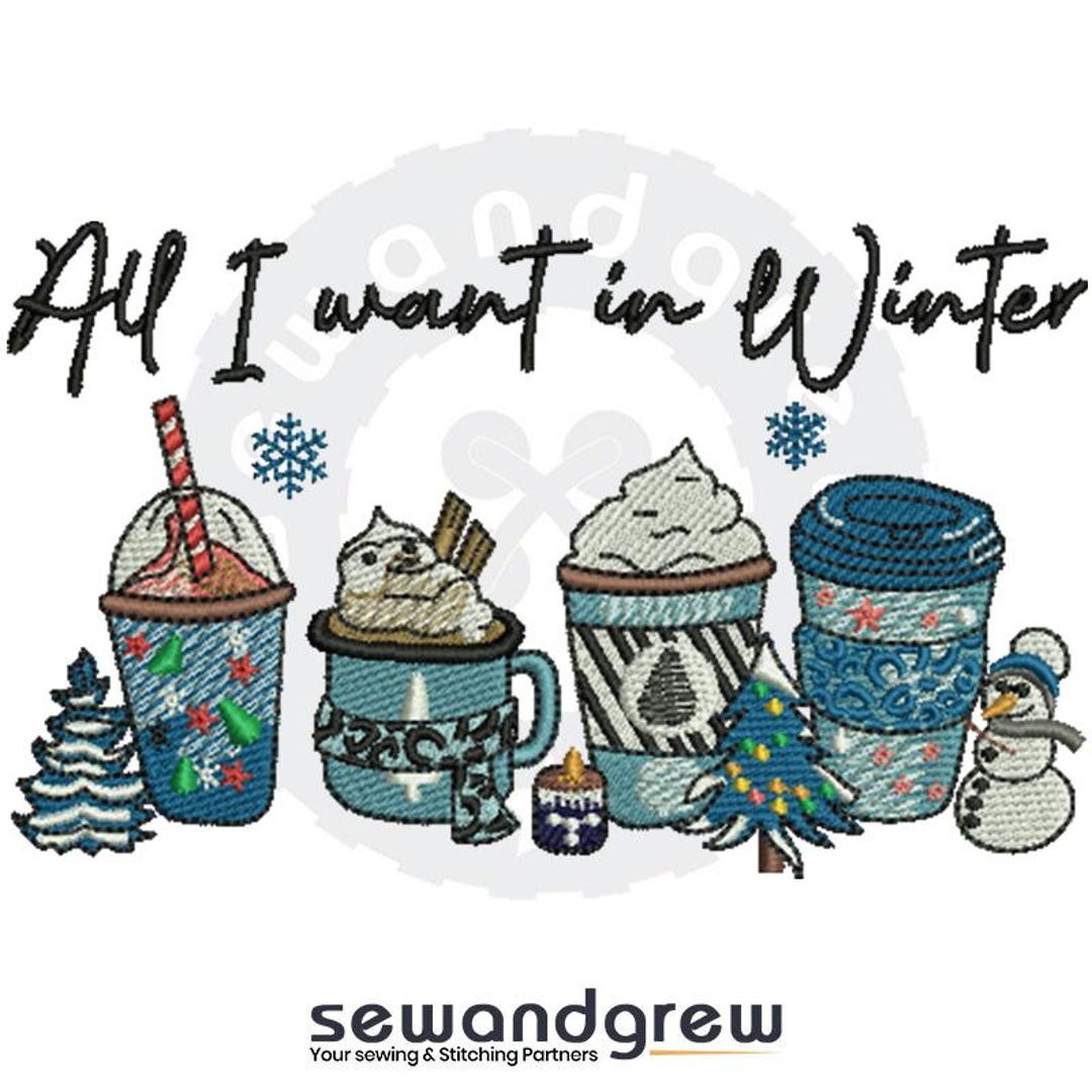 Winter Coffee Embroidery Design - Etsy