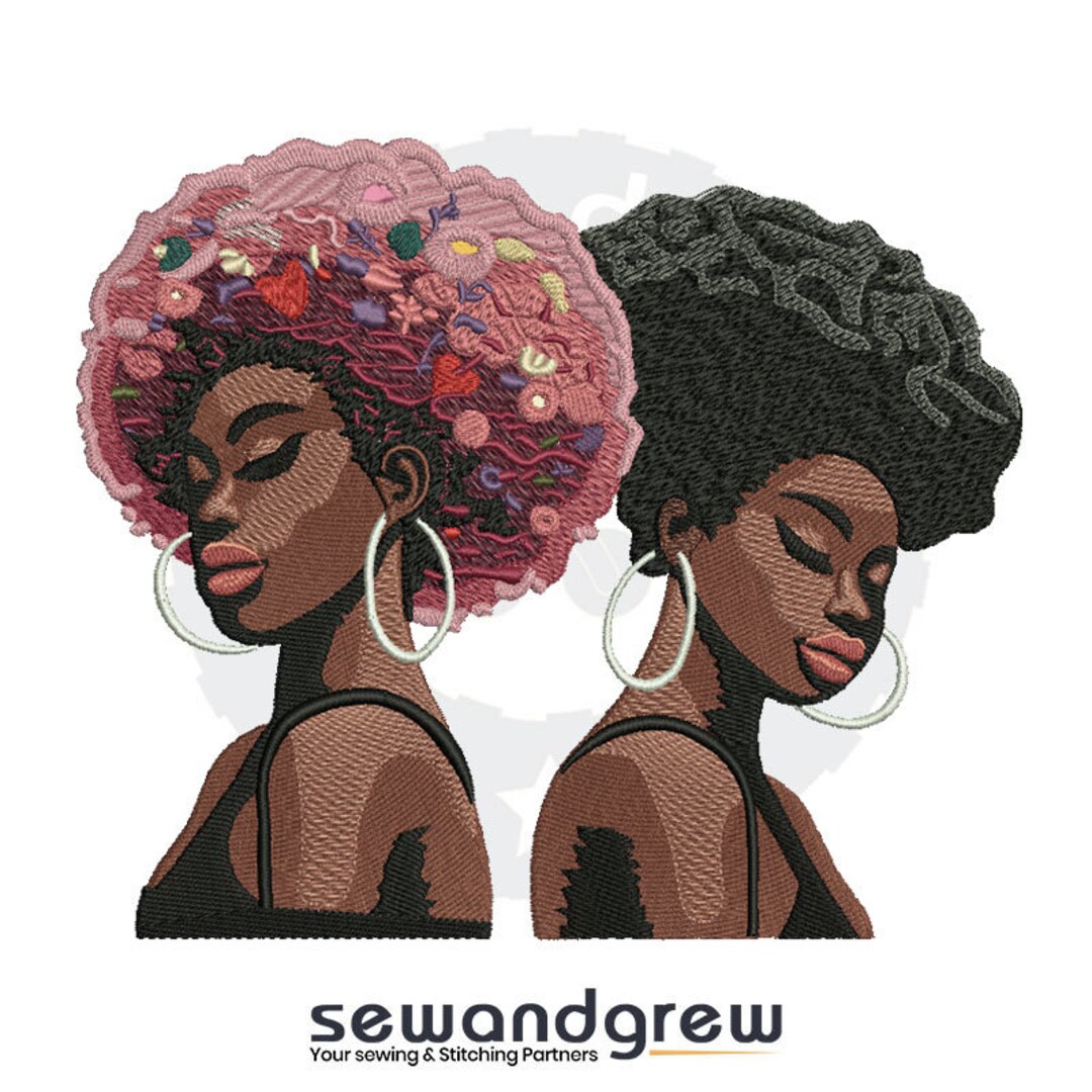 Afro Sisters 10 Inch Embroidery Design - Etsy