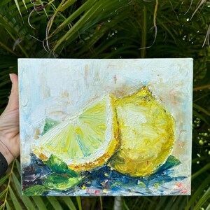 Lemon Small 8x10 Inch Original Oil Painting Still Life Fine Art Kitchen ...