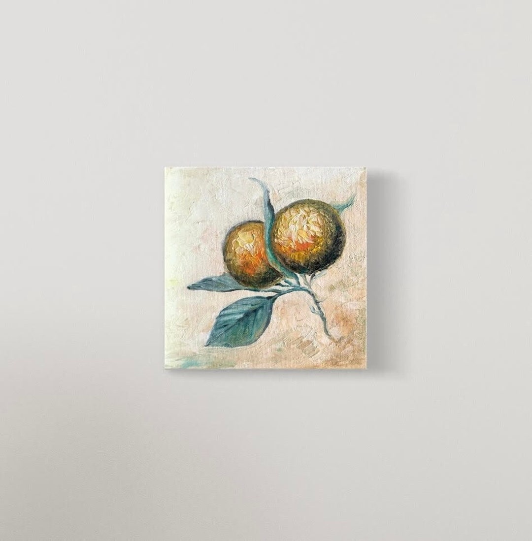 Tangerine Small Oil Painting Still Life Fine Art Kitchen Decor ...