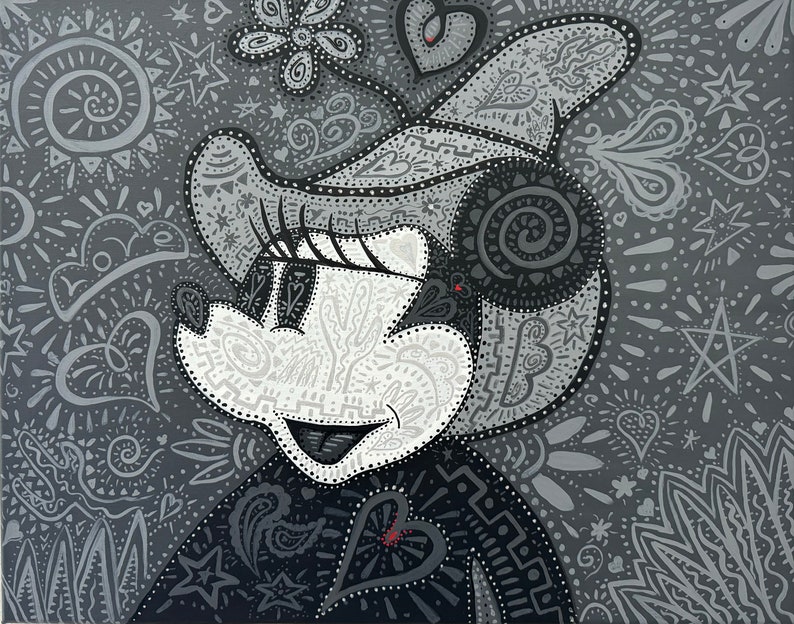 Mickey Mouse Acrylic Painting Canvas Wall Art Kids Room Playroom Decor