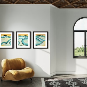Hand-painted Acrylic Abstract Triptych, Mid-century Modern Wall Art Set ...