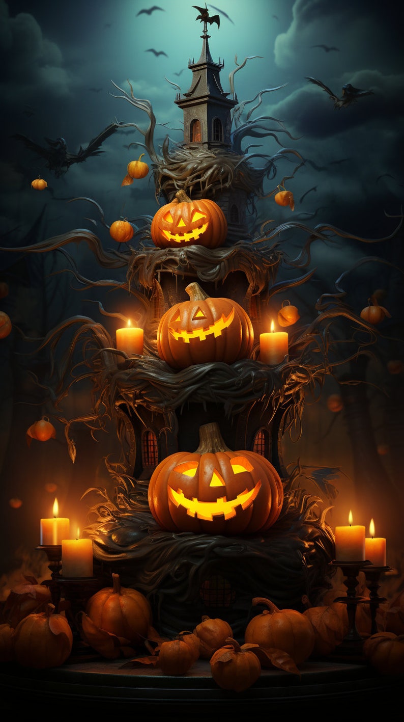Spooky Halloween Phone Wallpaper Bundle - 16:9 Aspect Ratio - Set of 5 ...