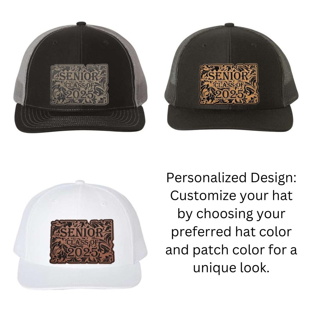 Custom High School Senior Hats With Leatherette Patches - Choose Your ...